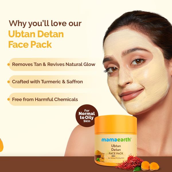De Tan Face Pack, Ubtan Face Mask for Skin Tan Removal -100g