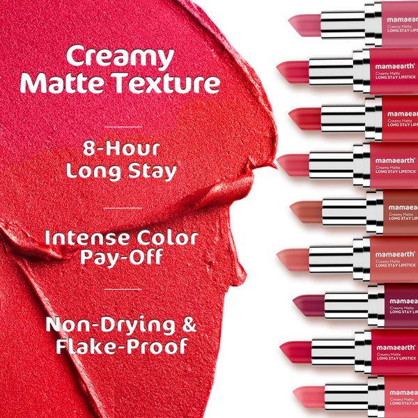 Creamy Matte Long Stay Lipstick with Murumuru Butter and Vitamin E - 4 ...