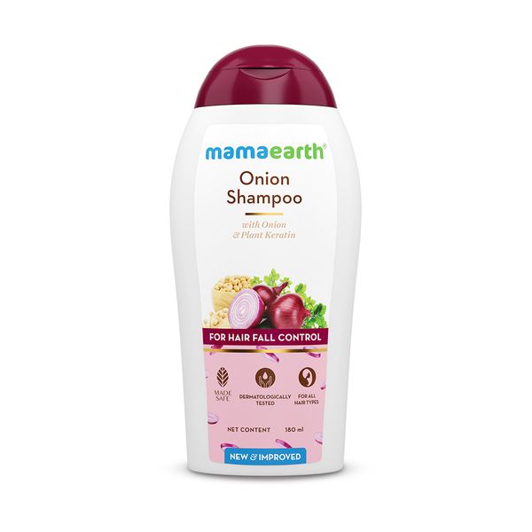Mamaearth Onion Shampoo for Hair Fall Control & Hair Growth with Onion & Plant Keratin - 180 ml
