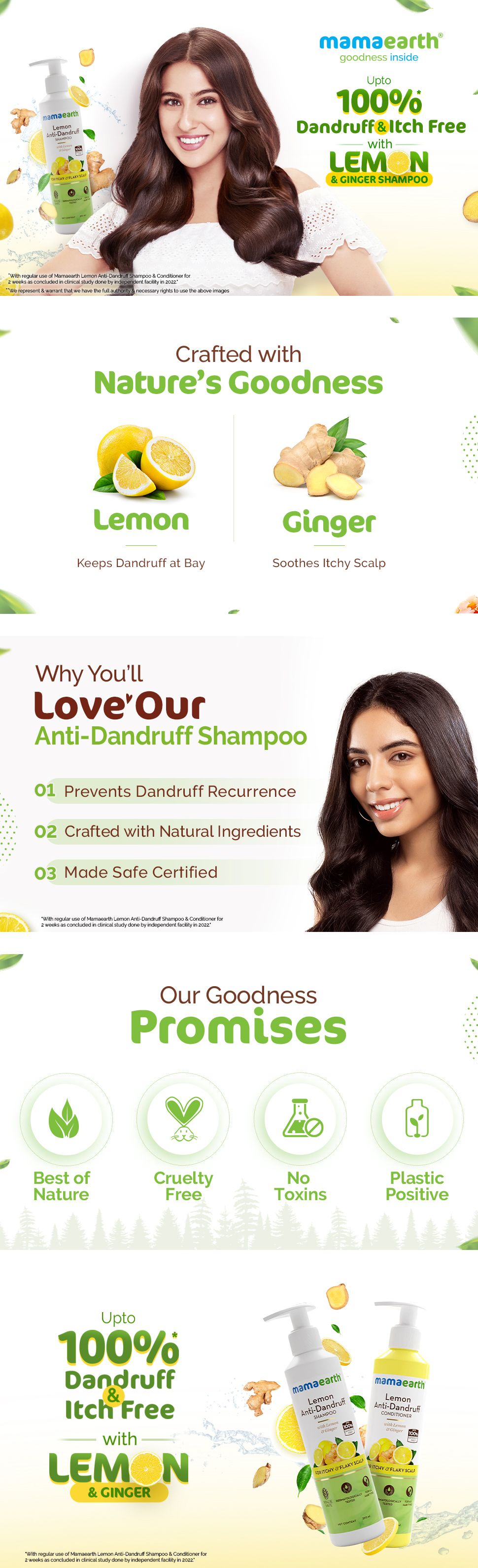 Lemon Anti-Dandruff Shampoo with Lemon & Ginger for up to 100% Dandruff ...