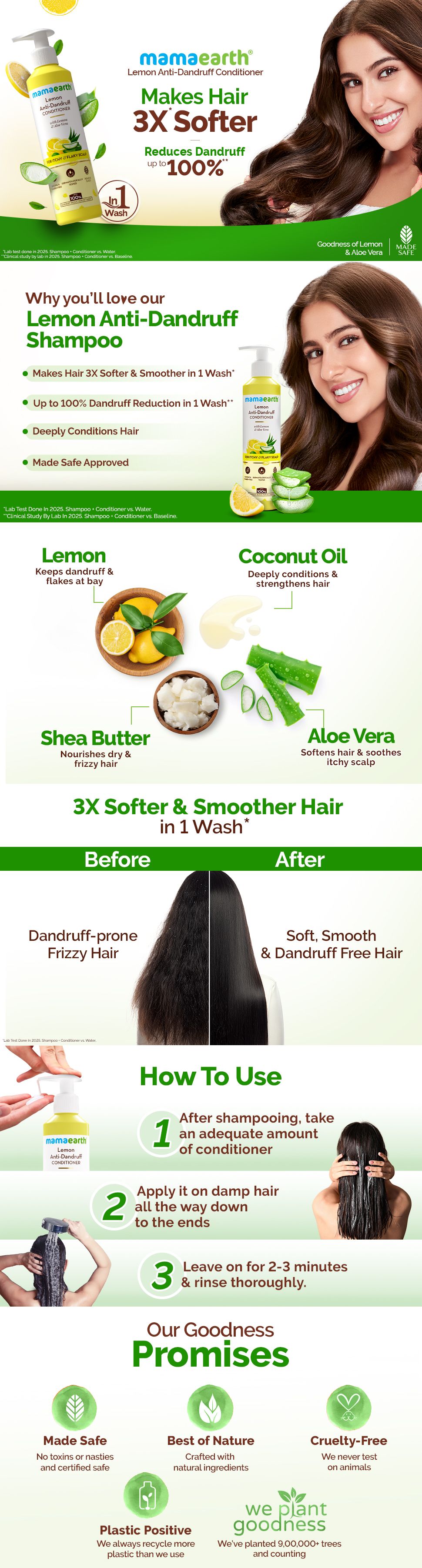 Mamaearth Lemon Anti Dandruff Conditioner 250 ml | Controls Frizz